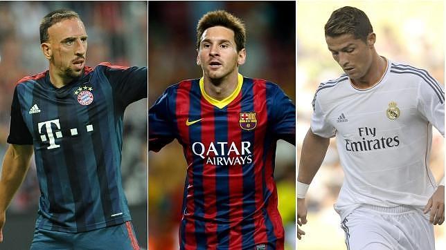 Messi, Ribery y Cristiano, finalistas al premio 'Mejor jugador de la UEFA'