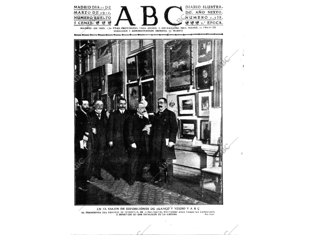 Periódico ABC MADRID 12-03-1910,portada - Archivo ABC