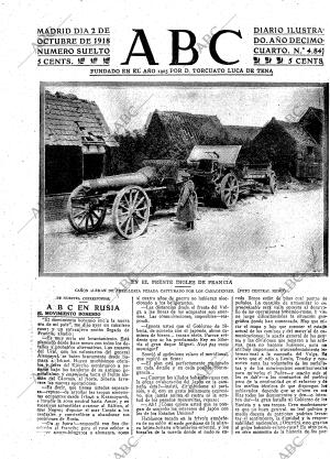 Periódico ABC MADRID 02-10-1918,portada - Archivo ABC
