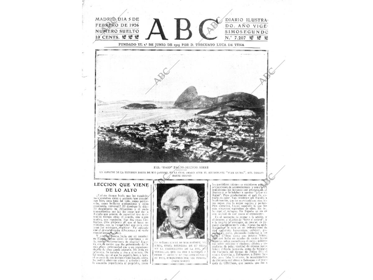 Periódico ABC MADRID 05-02-1926,portada - Archivo ABC