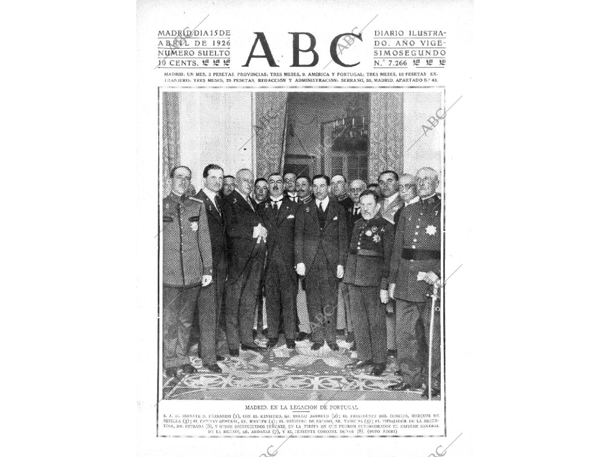 Periódico ABC MADRID 15-04-1926,portada - Archivo ABC