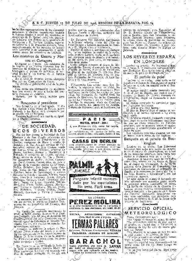Periódico ABC MADRID 15-07-1926,portada - Archivo ABC