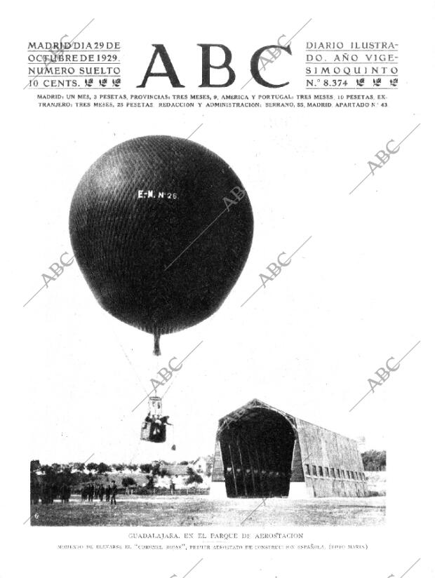 Periódico ABC MADRID 29-10-1929,portada - Archivo ABC