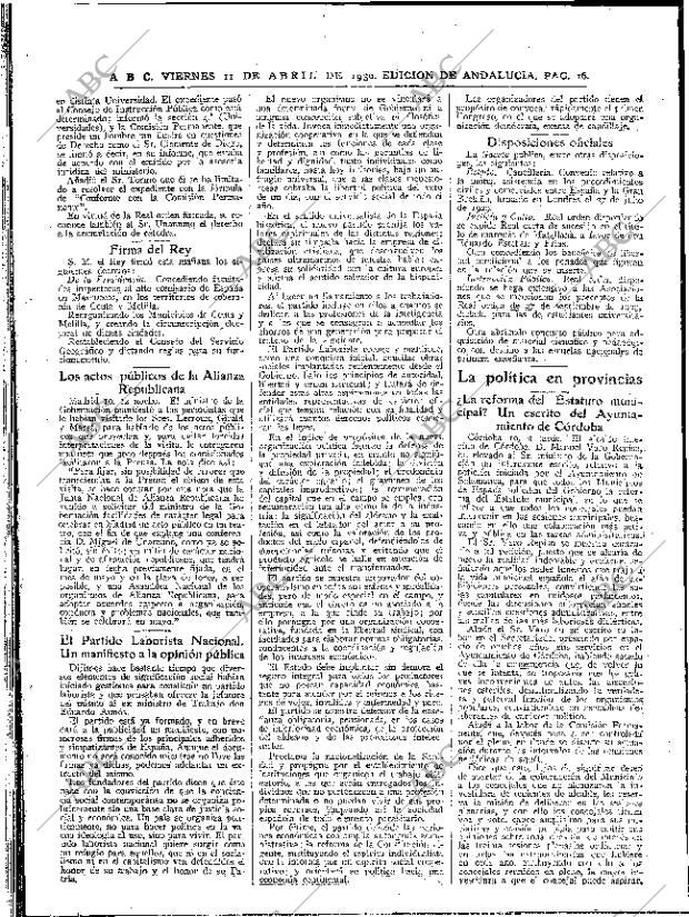Periódico ABC SEVILLA 11-04-1930,portada - Archivo ABC