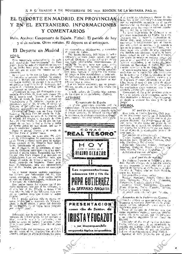 Periódico ABC MADRID 08-11-1930,portada - Archivo ABC