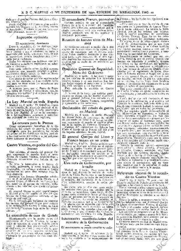 Periódico ABC SEVILLA 16-12-1930,portada - Archivo ABC