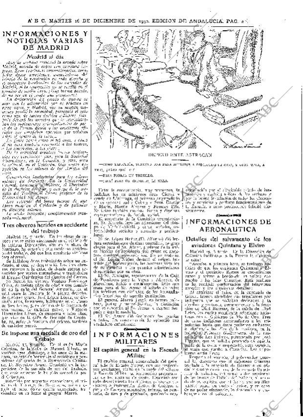 Periódico ABC SEVILLA 16-12-1930,portada - Archivo ABC