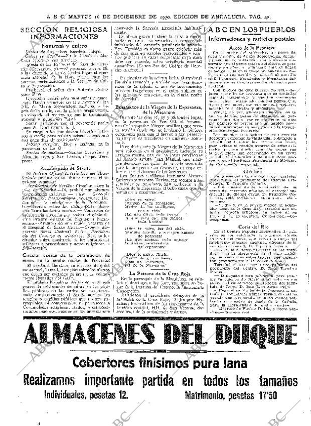 Periódico ABC SEVILLA 16-12-1930,portada - Archivo ABC
