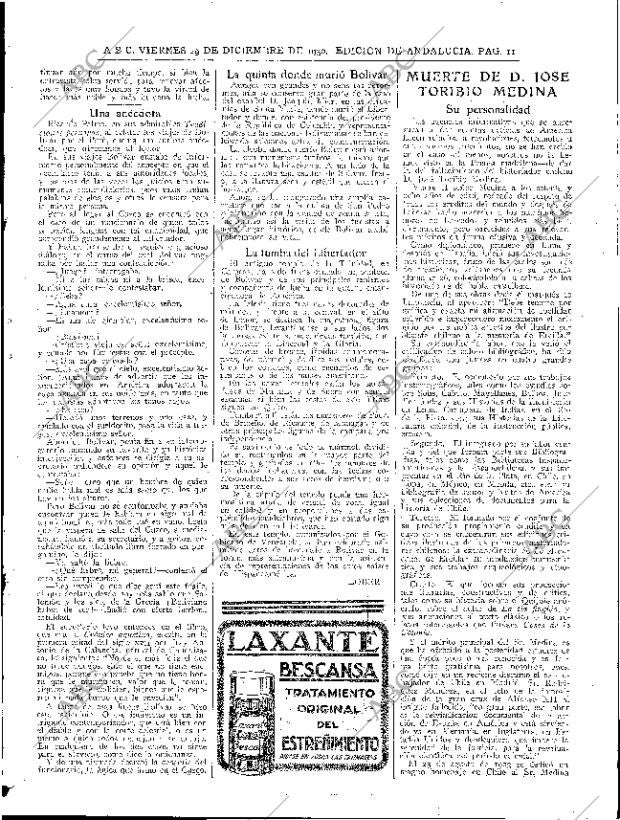 Periódico ABC SEVILLA 19-12-1930,portada - Archivo ABC
