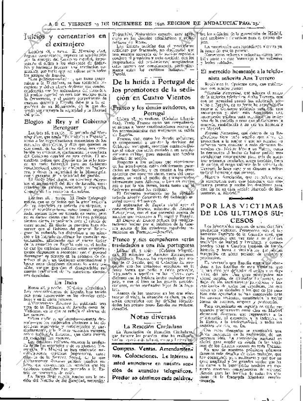 Periódico ABC SEVILLA 19-12-1930,portada - Archivo ABC