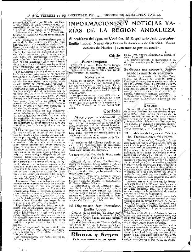 Periódico ABC SEVILLA 19-12-1930,portada - Archivo ABC