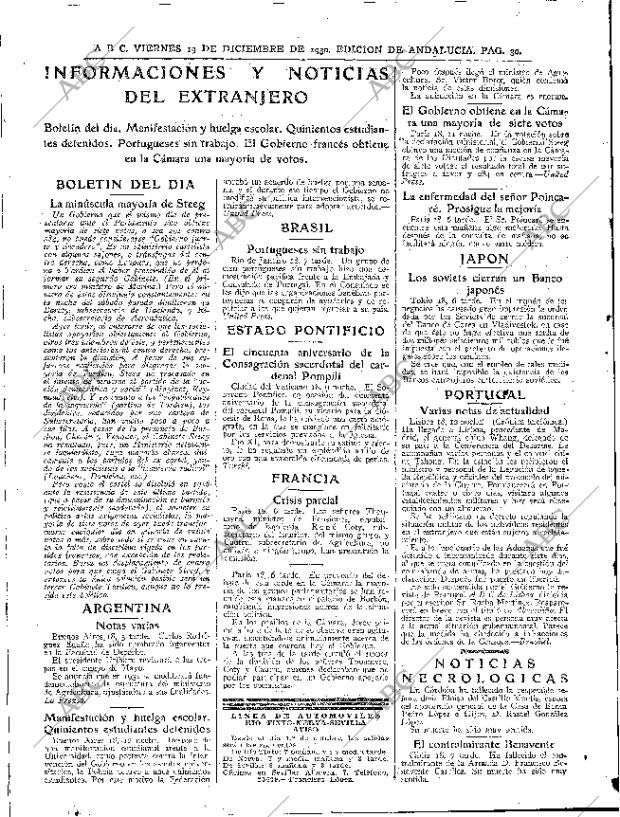 Periódico ABC SEVILLA 19-12-1930,portada - Archivo ABC