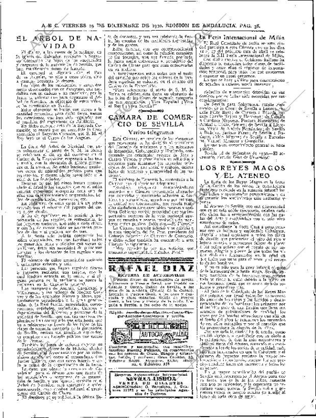 Periódico ABC SEVILLA 19-12-1930,portada - Archivo ABC