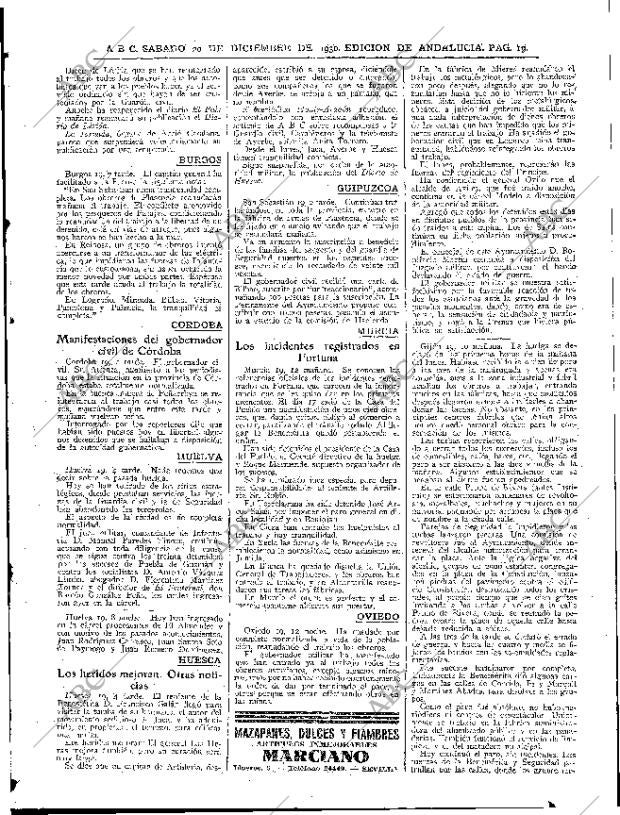 Periódico ABC SEVILLA 20-12-1930,portada - Archivo ABC