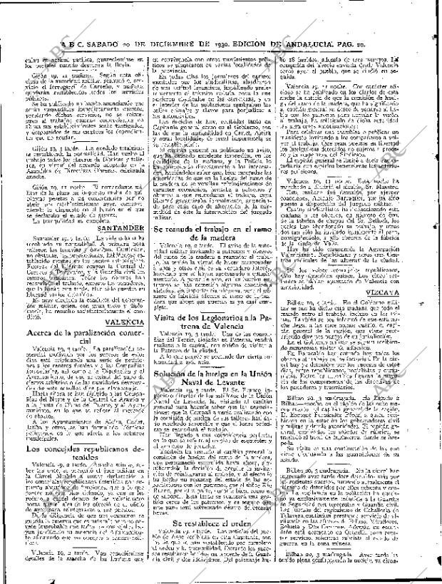 Periódico ABC SEVILLA 20-12-1930,portada - Archivo ABC