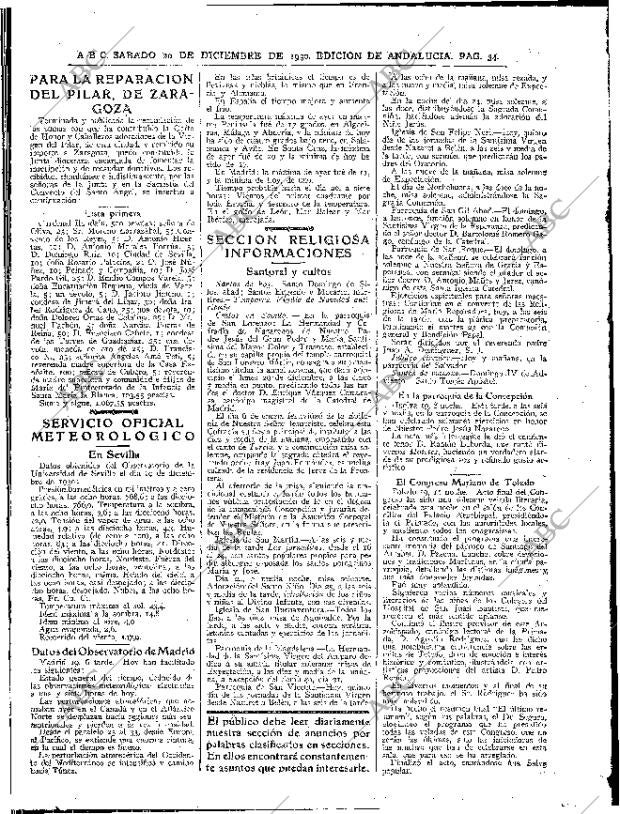 Periódico ABC SEVILLA 20-12-1930,portada - Archivo ABC