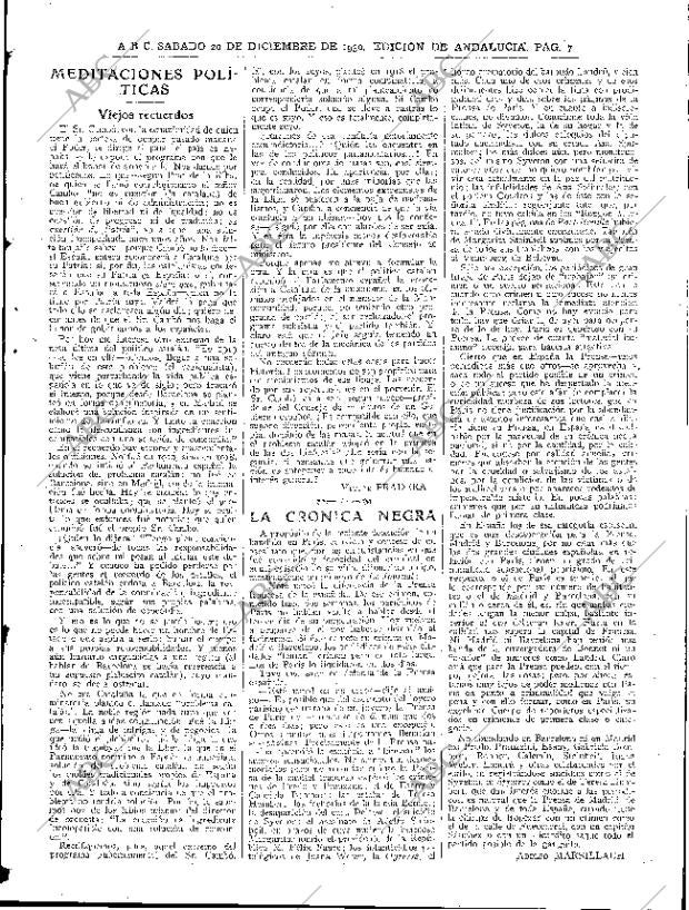 Periódico ABC SEVILLA 20-12-1930,portada - Archivo ABC