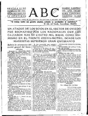 Periódico ABC SEVILLA 23-02-1937,portada - Archivo ABC