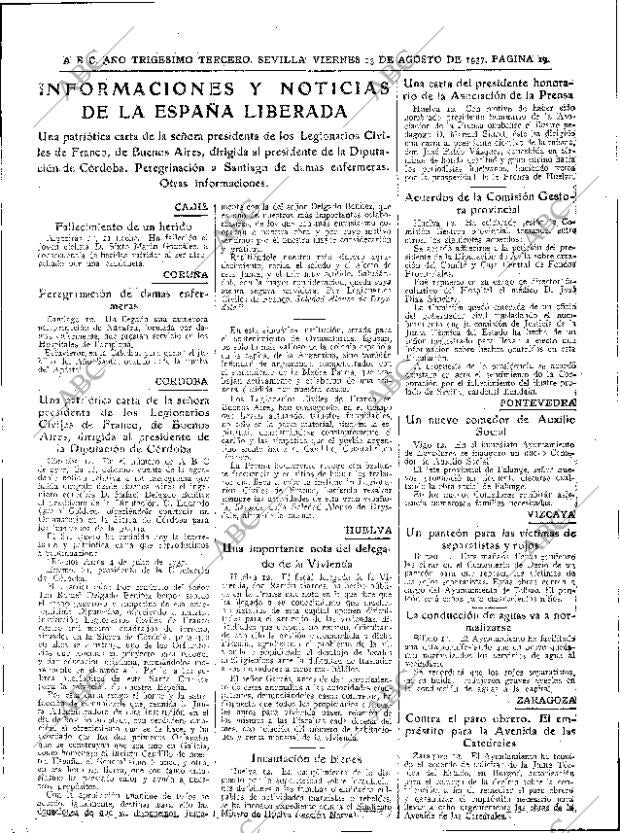 Periódico ABC SEVILLA 13-08-1937,portada - Archivo ABC