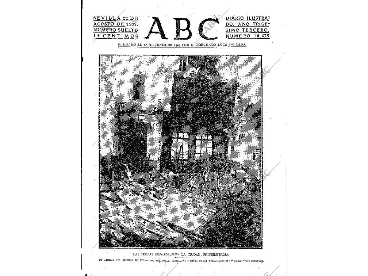 Periódico ABC SEVILLA 22-08-1937,portada - Archivo ABC