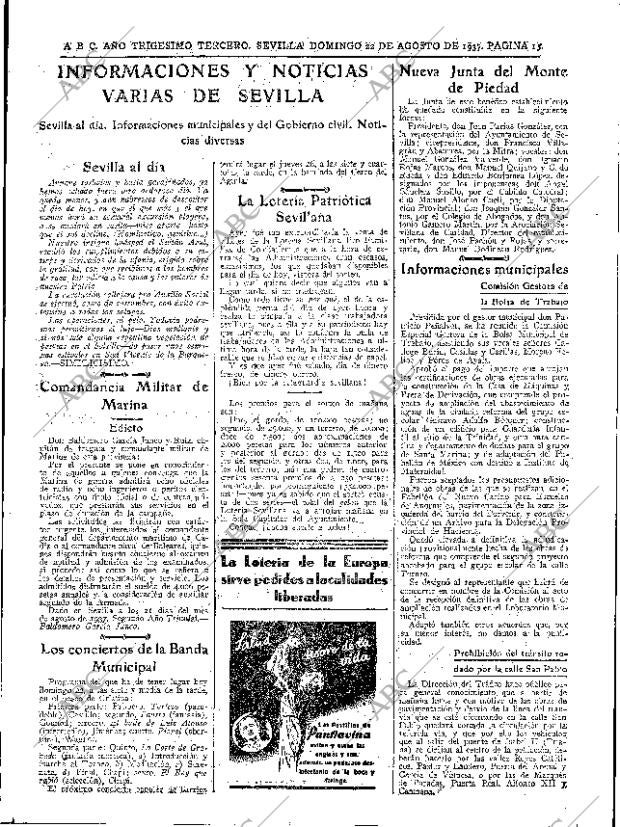 Periódico ABC SEVILLA 22-08-1937,portada - Archivo ABC
