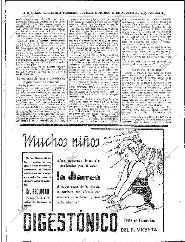 Periódico ABC SEVILLA 22-08-1937,portada - Archivo ABC