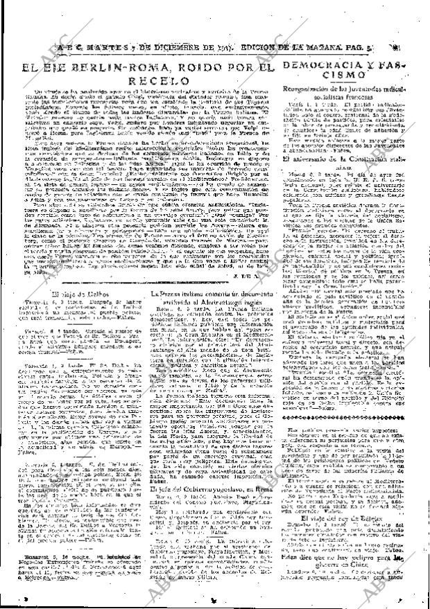 Periódico ABC MADRID 07-12-1937,portada - Archivo ABC