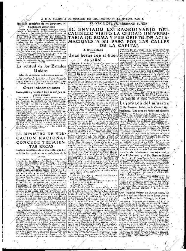 Periódico ABC MADRID 05-10-1940,portada - Archivo ABC