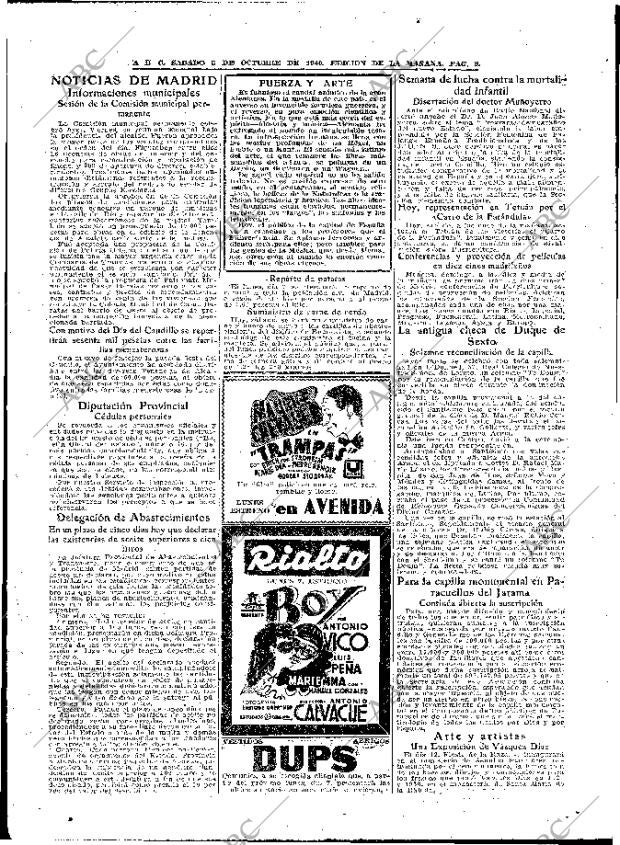 Periódico ABC MADRID 05-10-1940,portada - Archivo ABC