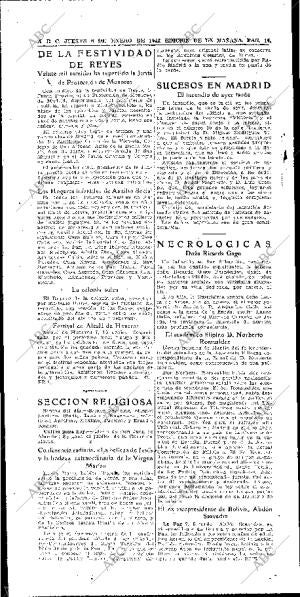 Periódico ABC MADRID 08-01-1942,portada - Archivo ABC