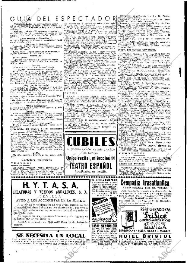 Periódico ABC MADRID 08-01-1942,portada - Archivo ABC