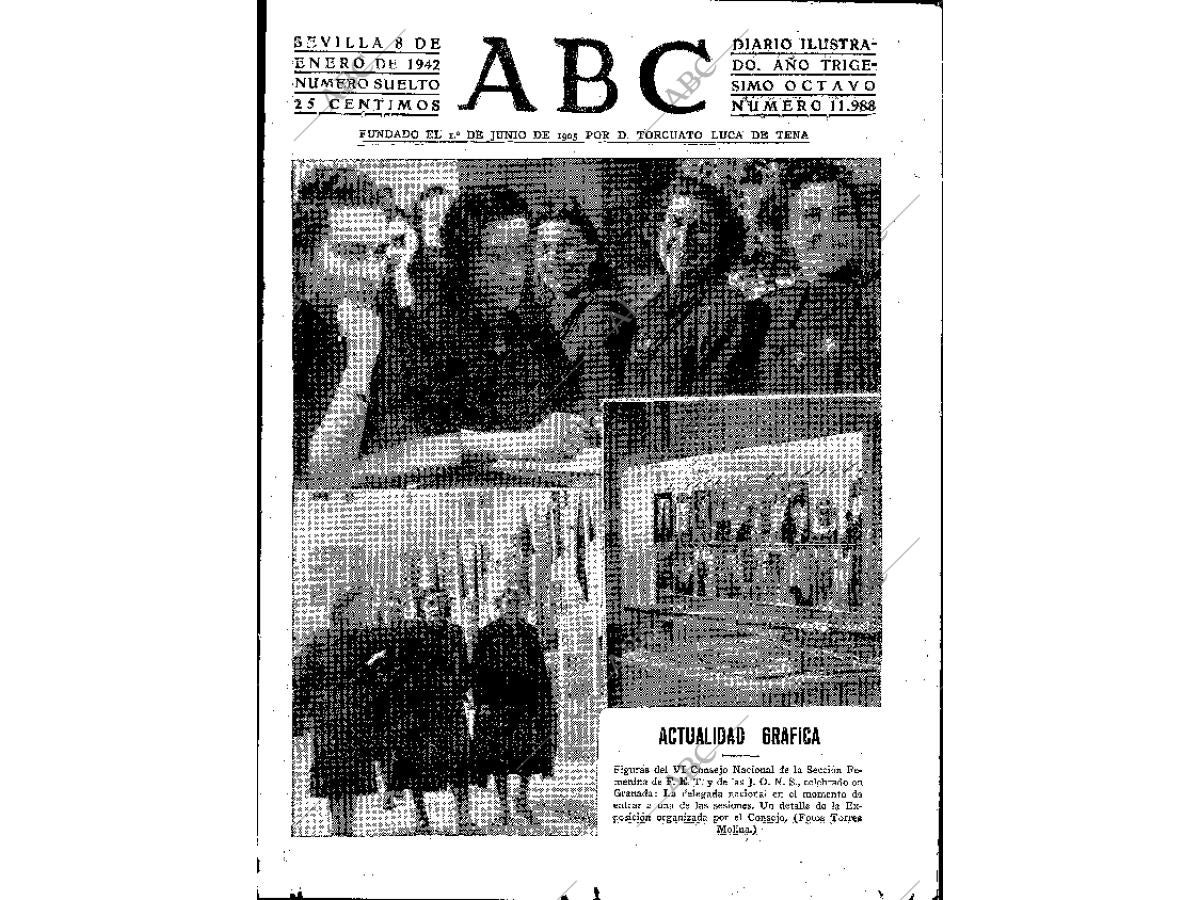 Periódico ABC SEVILLA 08-01-1942,portada - Archivo ABC