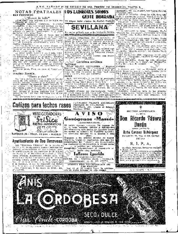 Periódico ABC SEVILLA 10-01-1942,portada - Archivo ABC