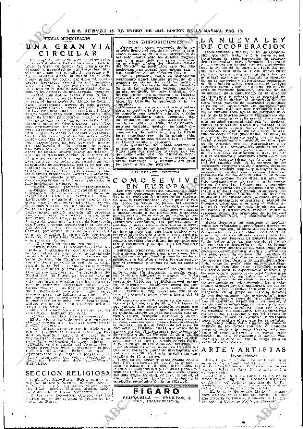 Periódico ABC MADRID 15-01-1942,portada - Archivo ABC
