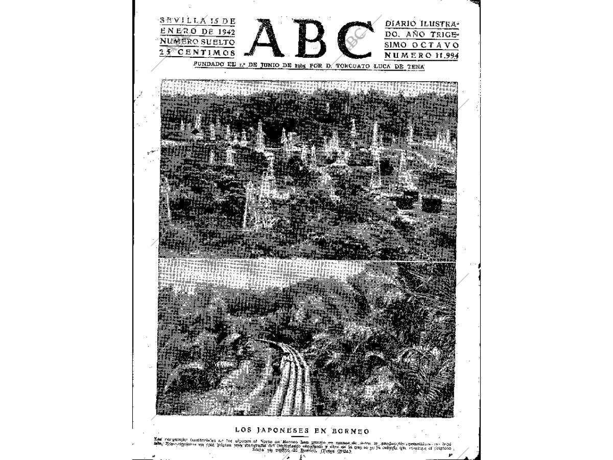 Periódico ABC SEVILLA 15-01-1942,portada - Archivo ABC