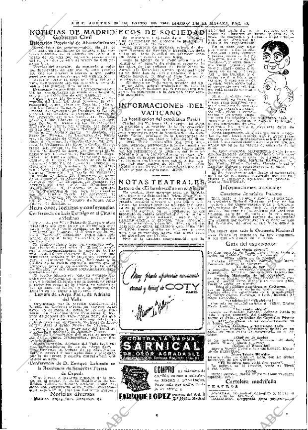 Periódico ABC MADRID 29-01-1942,portada - Archivo ABC