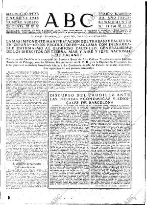 Periódico ABC MADRID 29-01-1942,portada - Archivo ABC
