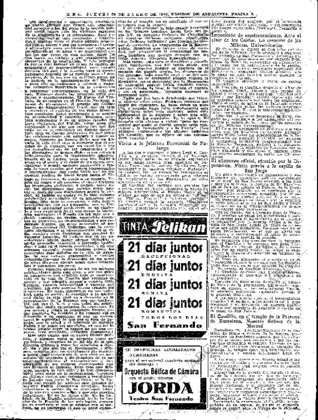 Periódico ABC SEVILLA 29-01-1942,portada - Archivo ABC