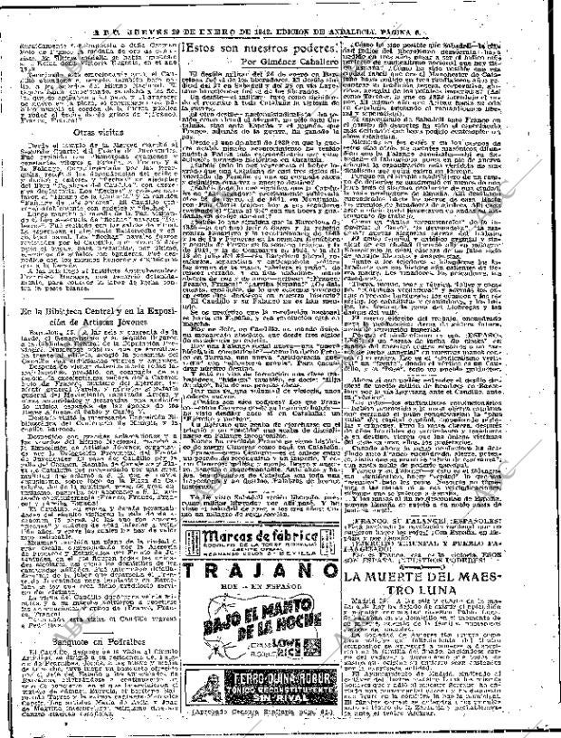 Periódico ABC SEVILLA 29-01-1942,portada - Archivo ABC