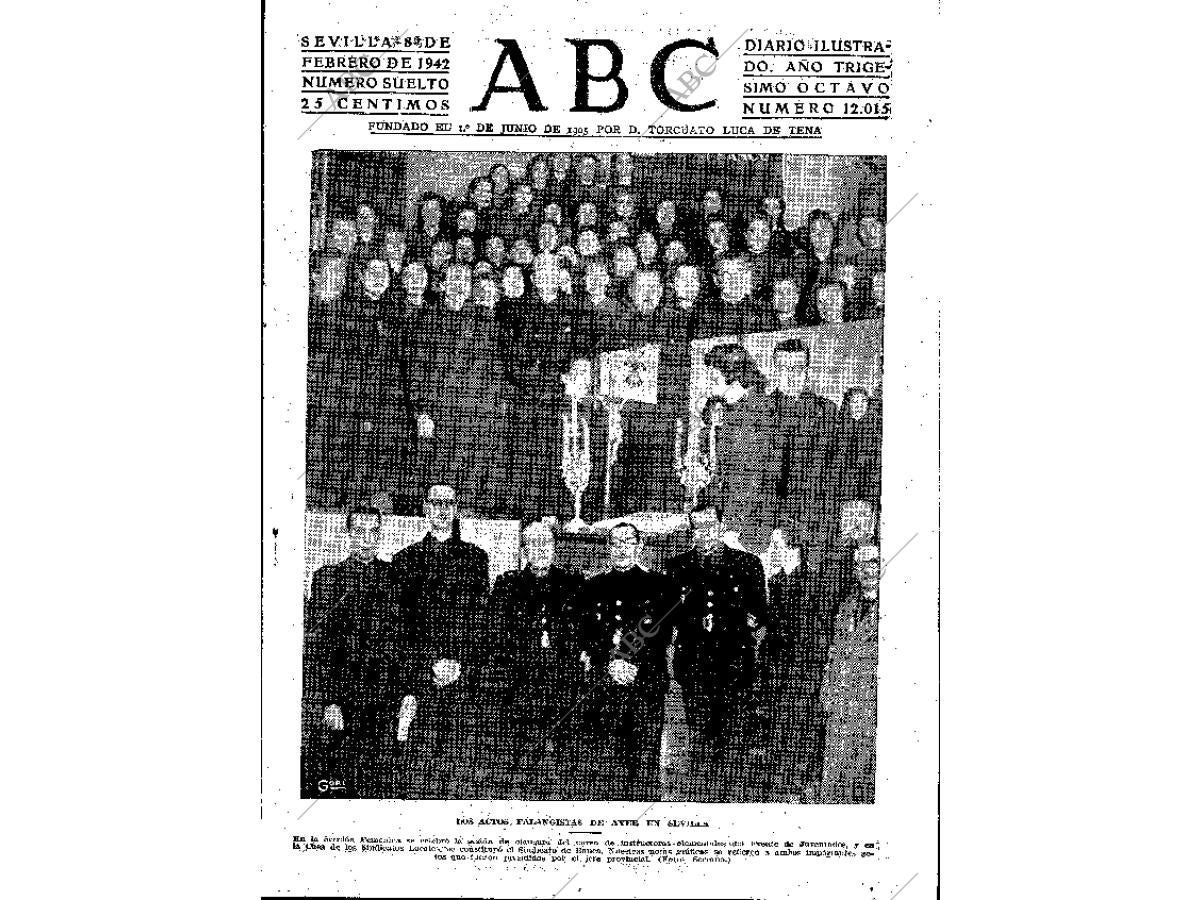 Periódico ABC SEVILLA 08-02-1942,portada - Archivo ABC