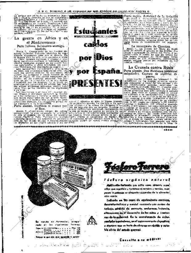 Periódico ABC SEVILLA 08-02-1942,portada - Archivo ABC