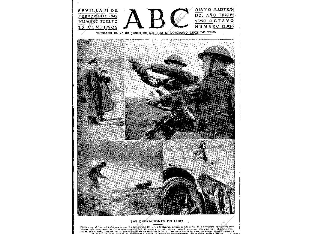 Periódico ABC SEVILLA 21-02-1942,portada - Archivo ABC