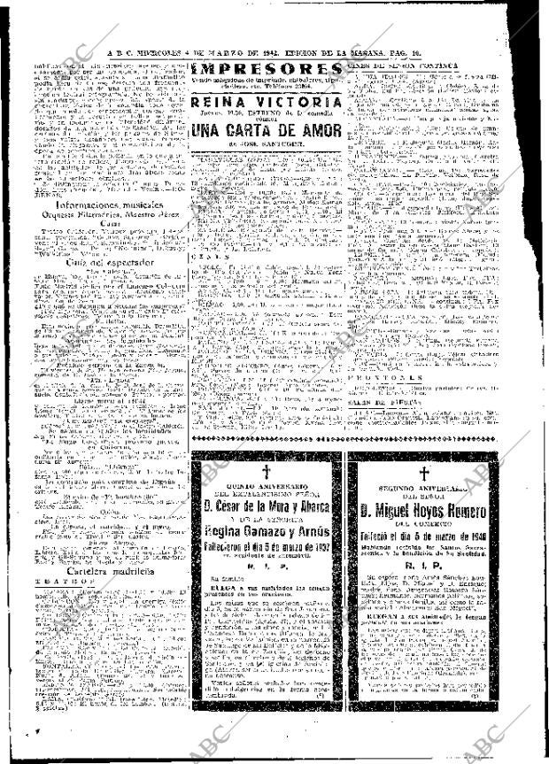 Periódico ABC MADRID 04-03-1942,portada - Archivo ABC