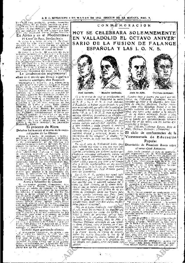 Periódico ABC MADRID 04-03-1942,portada - Archivo ABC