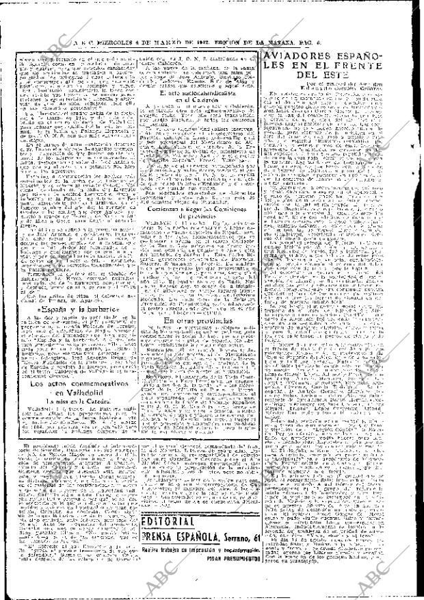 Periódico ABC MADRID 04-03-1942,portada - Archivo ABC