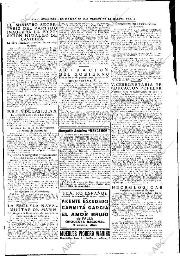 Periódico ABC MADRID 04-03-1942,portada - Archivo ABC