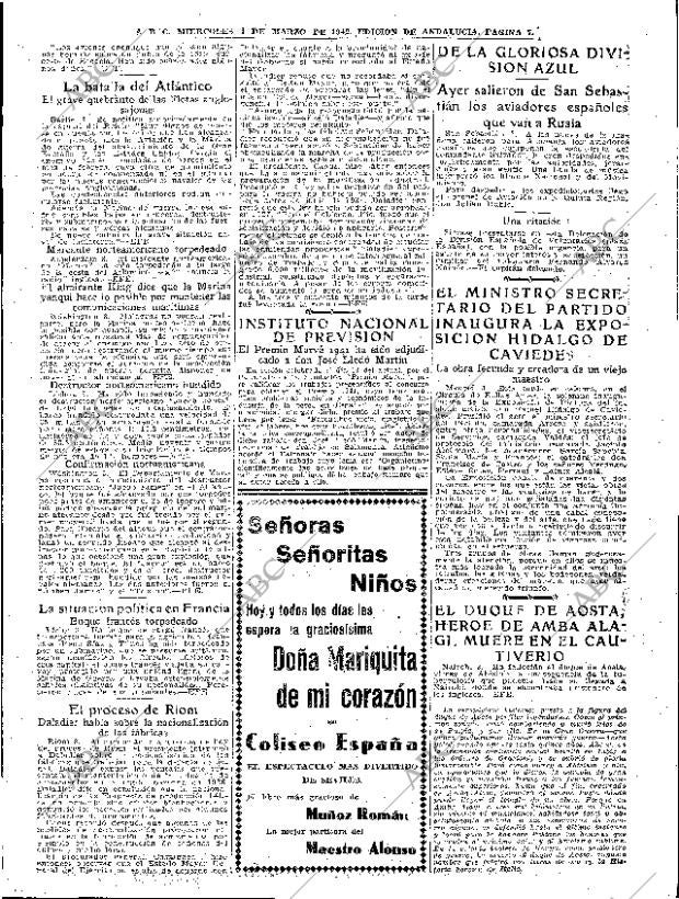 Periódico ABC SEVILLA 04-03-1942,portada - Archivo ABC