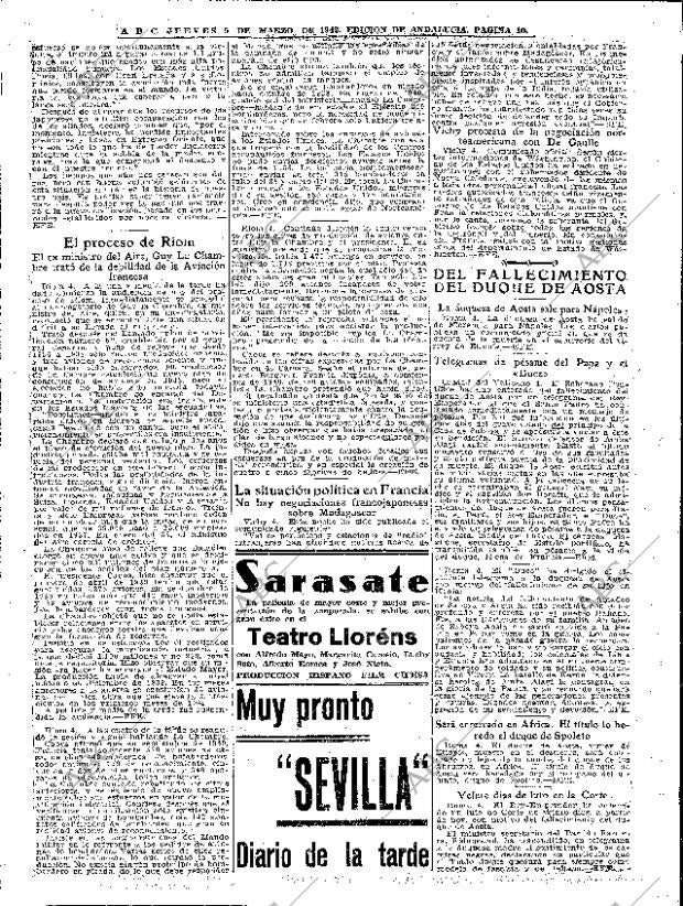 Periódico ABC SEVILLA 05-03-1942,portada - Archivo ABC
