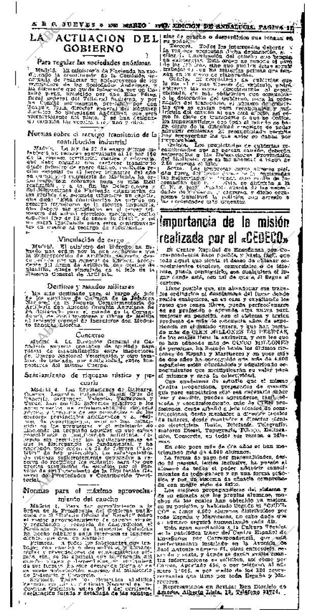 Periódico ABC SEVILLA 05-03-1942,portada - Archivo ABC