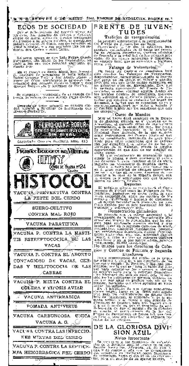 Periódico ABC SEVILLA 05-03-1942,portada - Archivo ABC